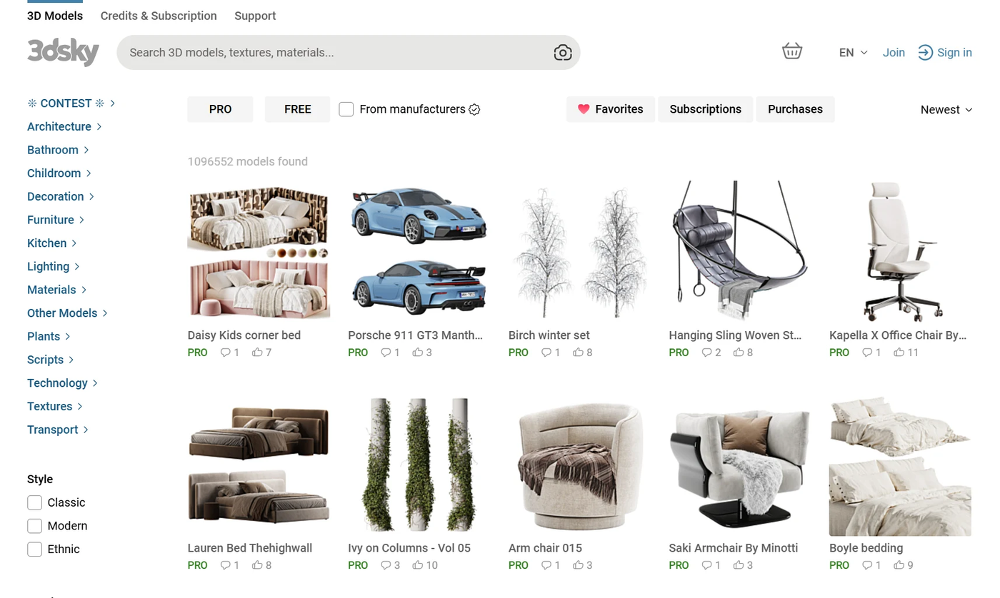 3dsky — the fixed-price 3D marketplace for ArchViz creators and beyond