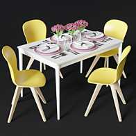 BoConcept Adelaide, chair and table - Table + Chair - 3D model
