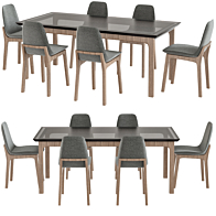Poliform Howard Table and Ventura Chairs - Table + Chair - 3D model