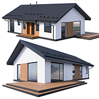 Modern one-story frame house - Building - 3D model