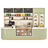 Design project of a coffee shop with dishes and coffee machine ...