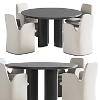 Poliform Concorde Table Round - Table + Chair - 3D model