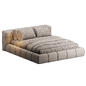 Tufted Bed Chenille Helios Cream - Bed - 3D model