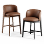 Calligaris - ABREY, Wooden stool with upholstered seat and backrest ...