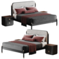 Caracole Campaign King Bed_Bachelor Small Nightstand - Bed - 3D model