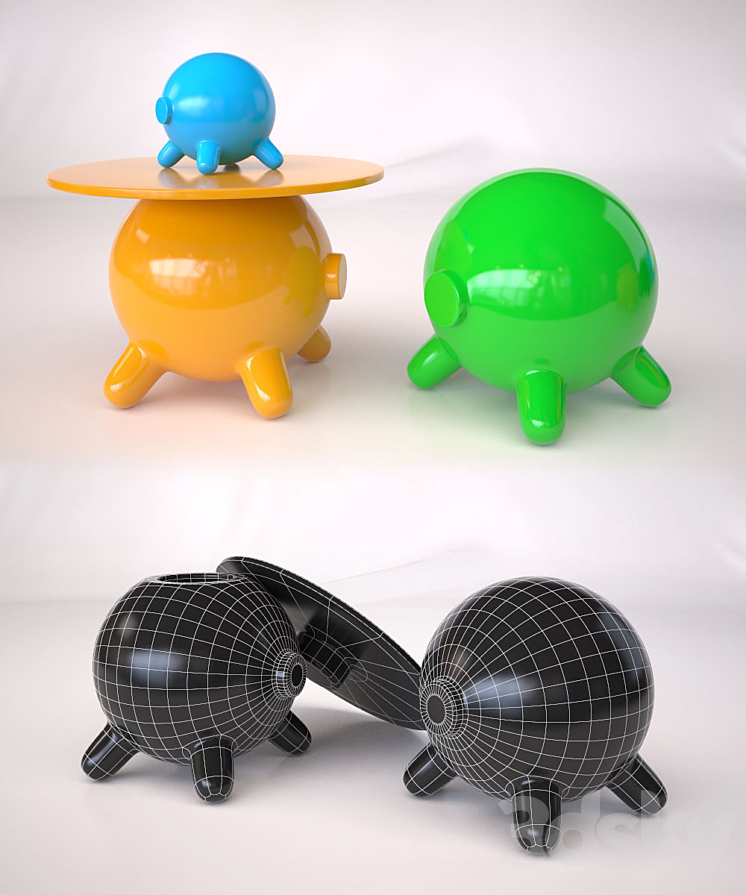Joel Escalona / Pogo Table - Table + Chair - 3D model