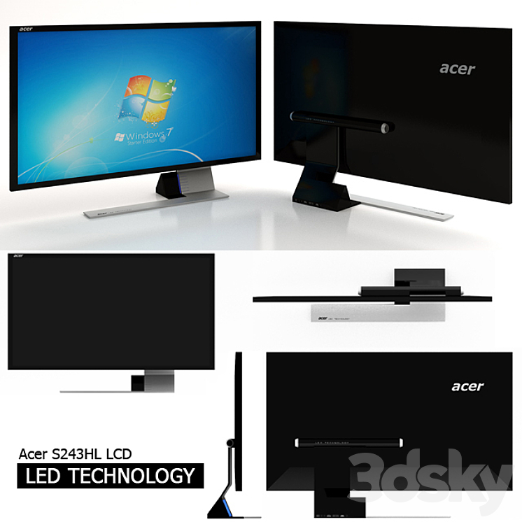 Acer S243HL - PC & other electronics - 3D model