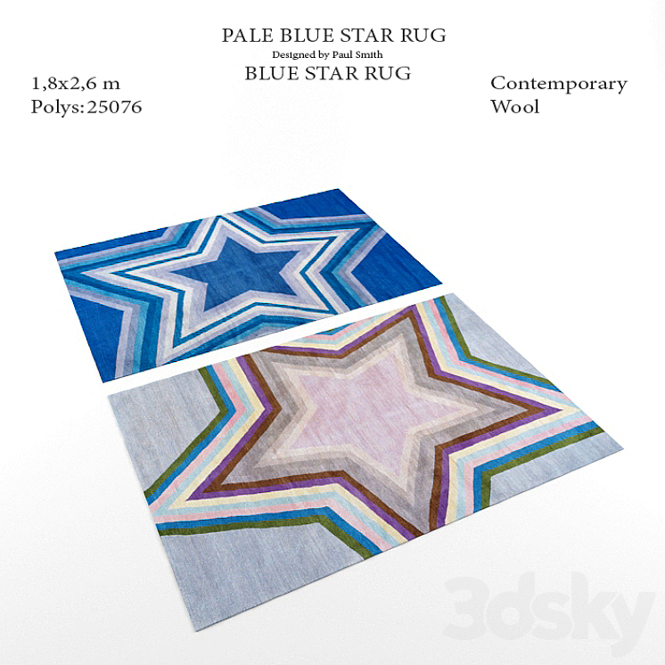 Pale blue star and blue star by Paul Smith rugs - Carpets - 3D model