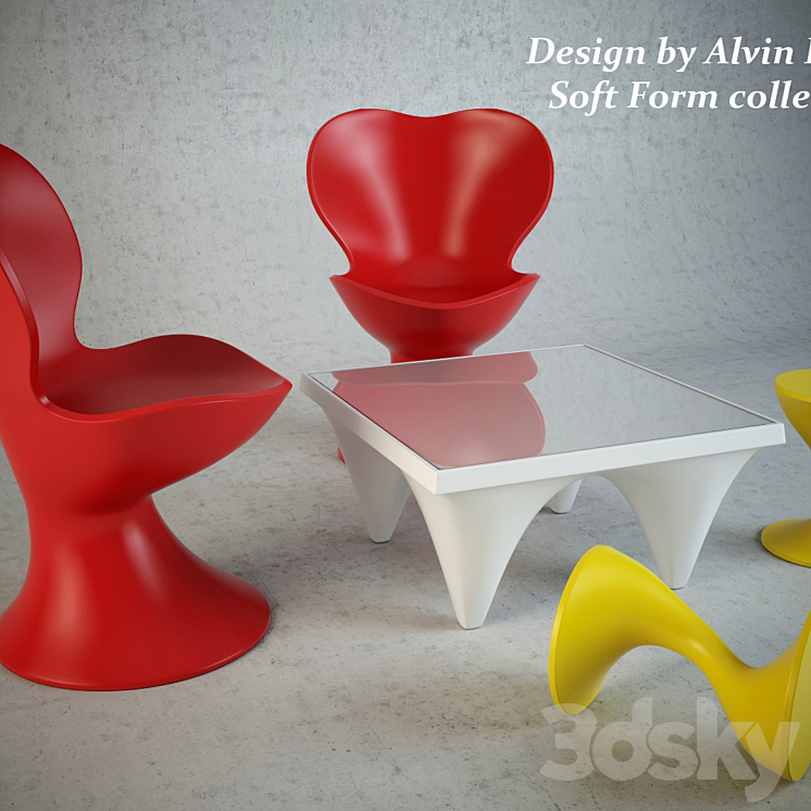 Soft Form Collection - Table + Chair - 3D model