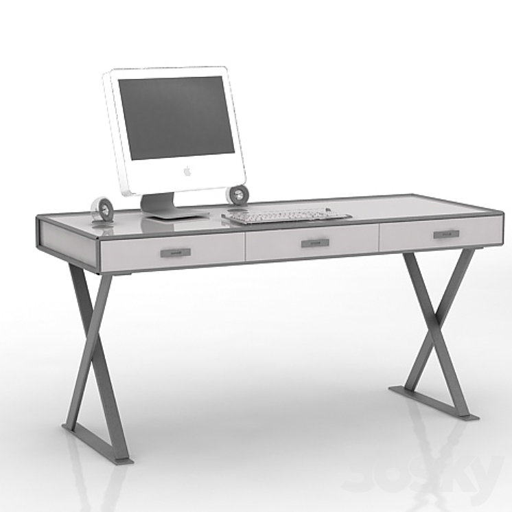 Table with imac - Table - 3D model
