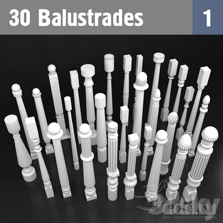 Balustrades pack 1 - Staircase - 3D model