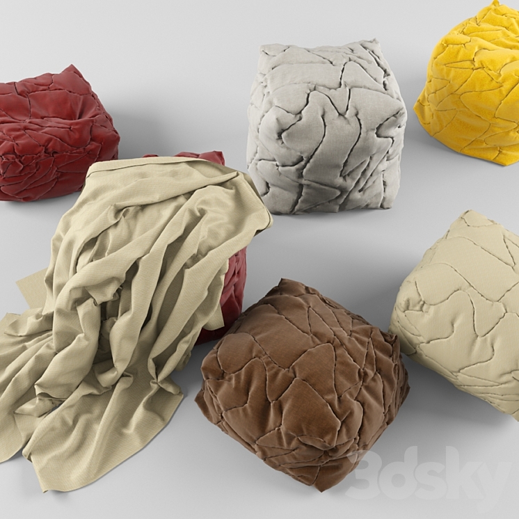 pouf different colour & size - Other soft seating - 3D model