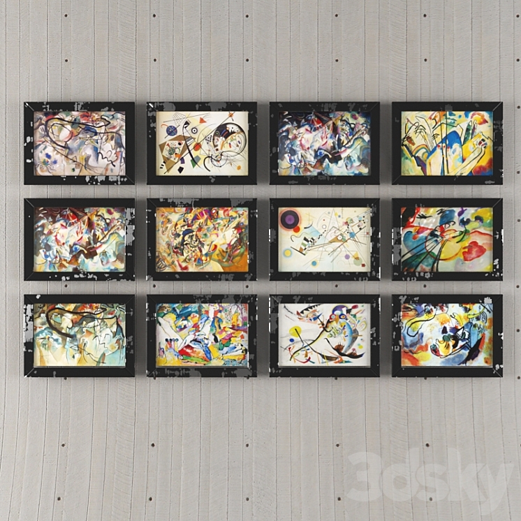 Set of paintings by Kandinsky - Frame - 3D model