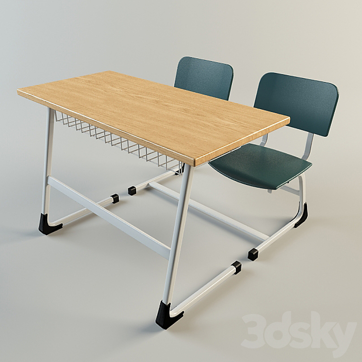 Classroom Desk - Table + Chair - 3D model