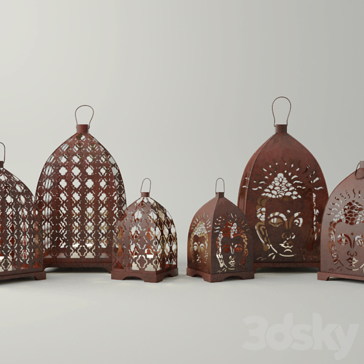 Rust Lantern Set - Other decorative objects - 3D model