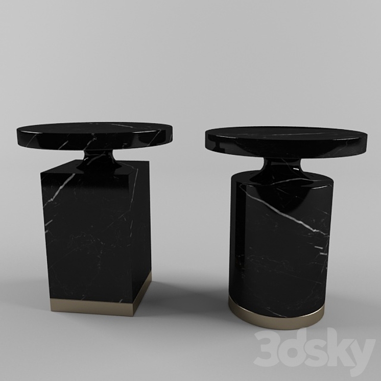 Bespoke hand carved stone side tables - Table - 3D model