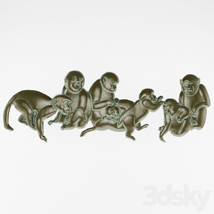 Monkeys - Decorative plaster - 3D model