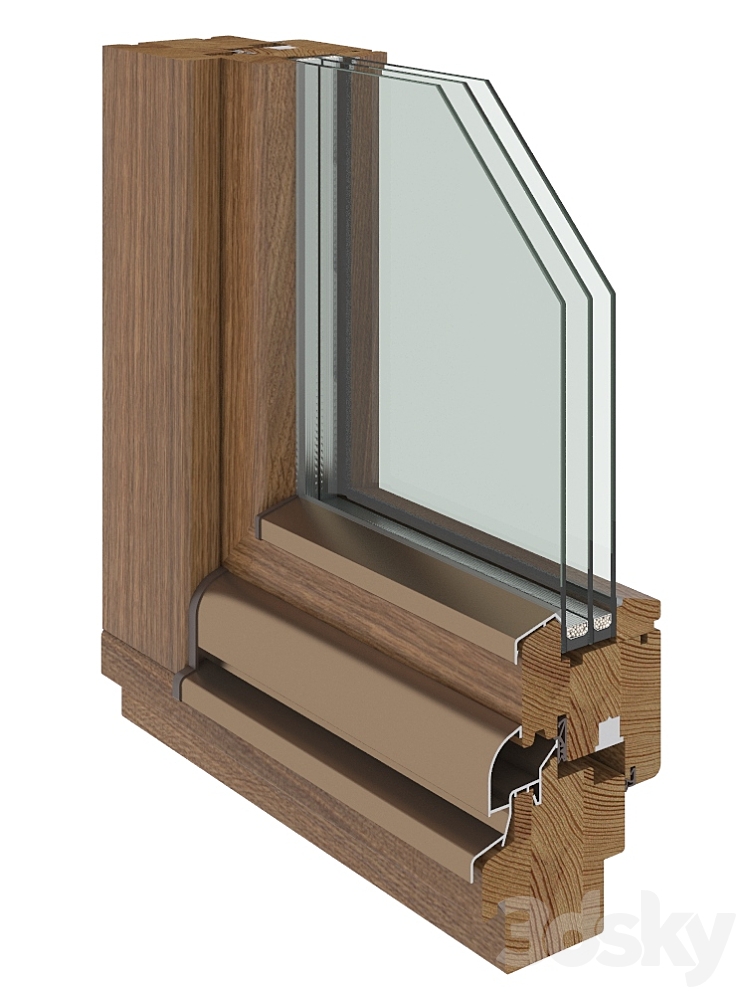 Wooden window. Sample - Windows - 3D model