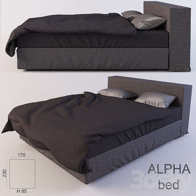 ALPHA BED bed with linens - Bed - 3D model