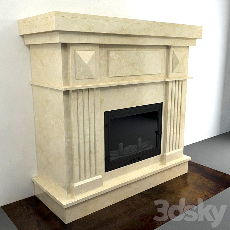 Fireplace with a metal firebox - Fireplace - 3D model