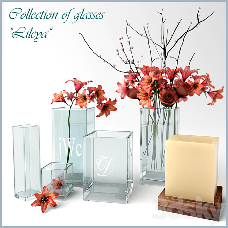 Collection of glasses Lileya - Bouquet - 3D model