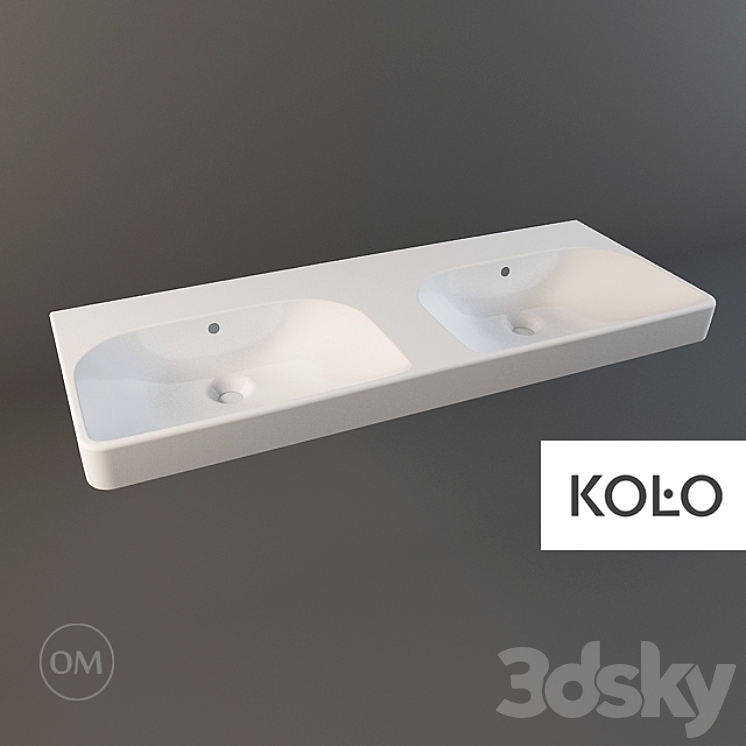 KOLO Countertop dobule sink TRAFFIC, 120 cm - Wash basin - 3D model