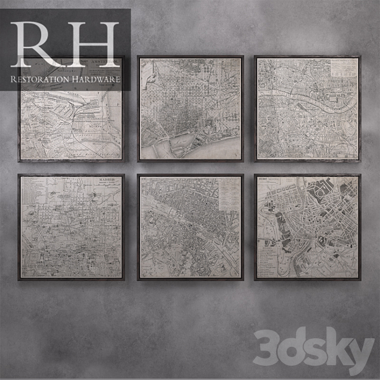 RH VINTAGE AERIAL MAPS - Frame - 3D model