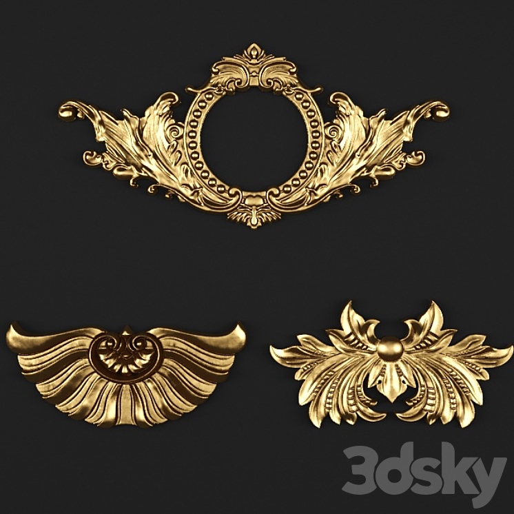 Stucco, pattern, carving. - Decorative plaster - 3D model