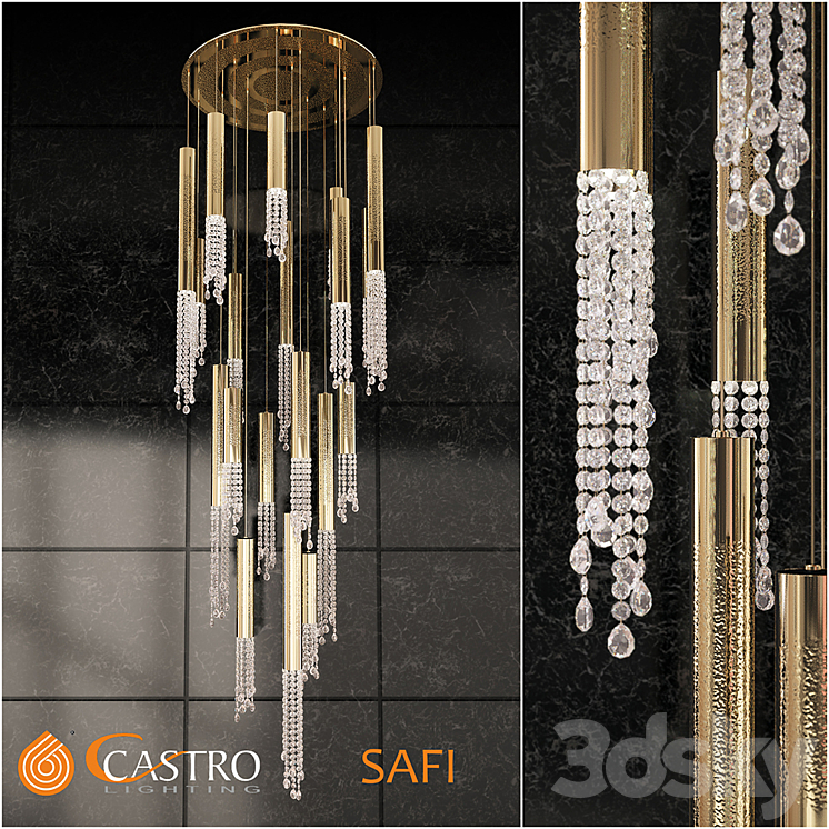 Cascade chandelier Castro lighting SAFI - Pendant light - 3D model