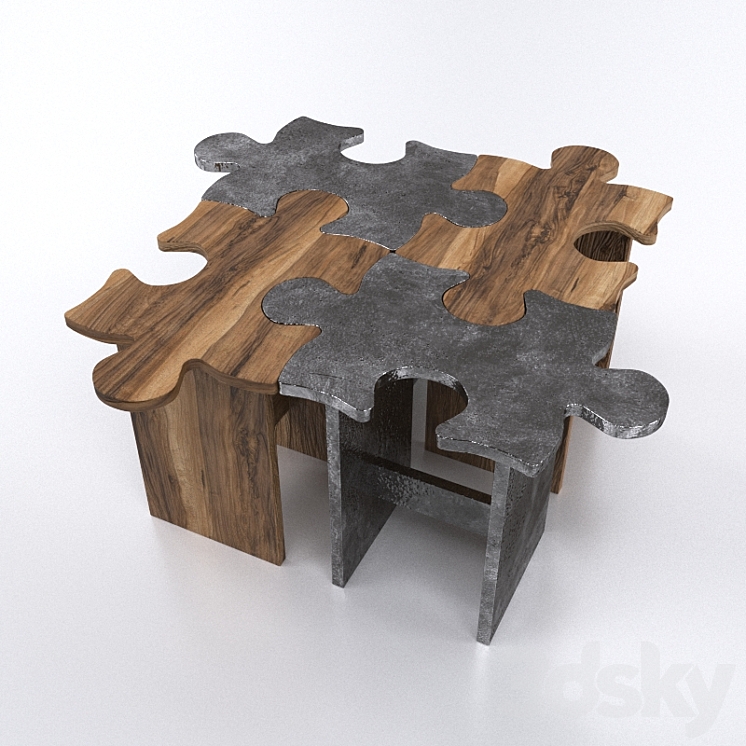 Jigsaw Puzzle Stools - Chair - 3D model