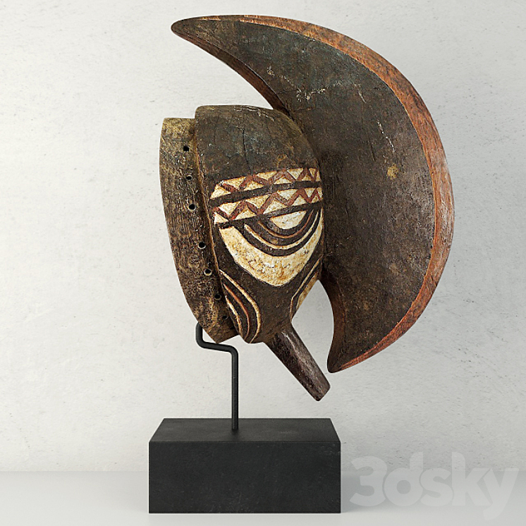 Bobo Mohawk Mask Headcrest on Stand - Other decorative objects - 3D model
