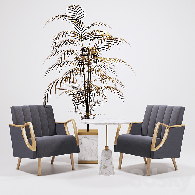 Horta Fauteuil Armchairs golden tree and table Arteriors - Arm chair ...