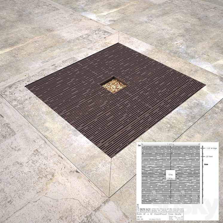 Square Tree Grate - Urban environment - 3D model