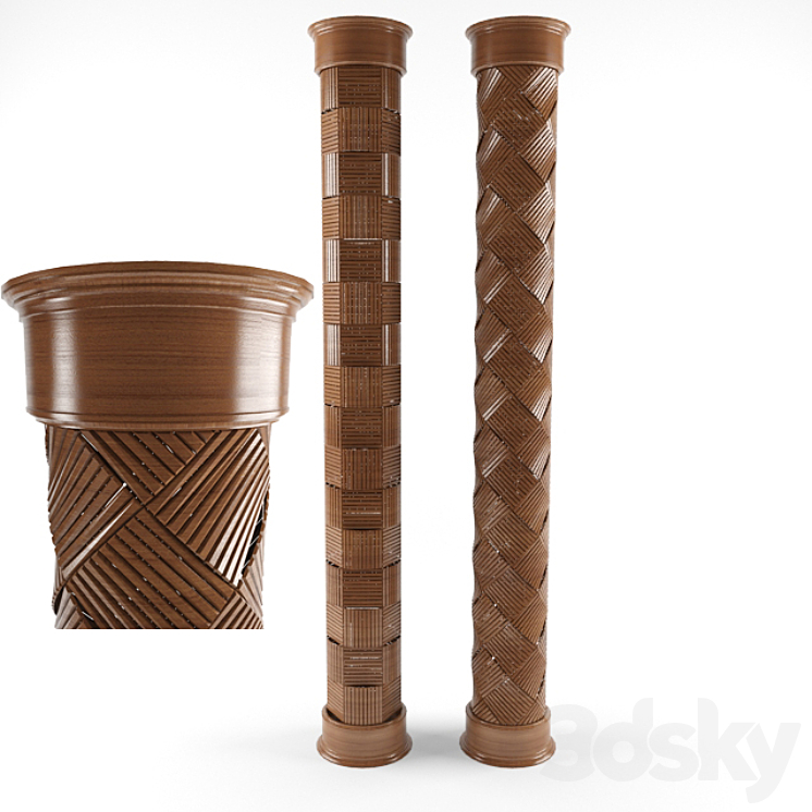wooden decoration columns - Other decorative objects - 3D model