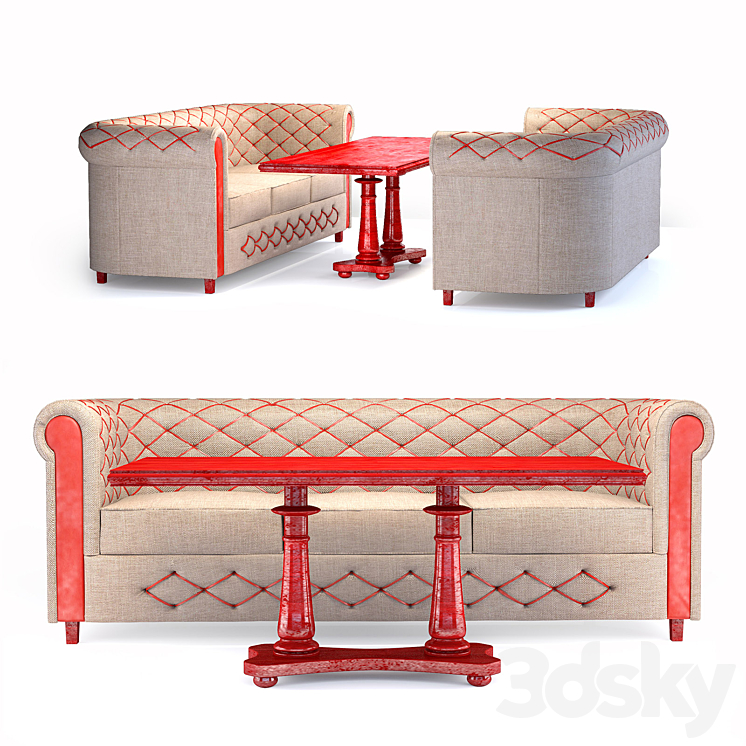 Underframe Napoli, Chester sofa for restaurants, cafes - Sofa - 3D model