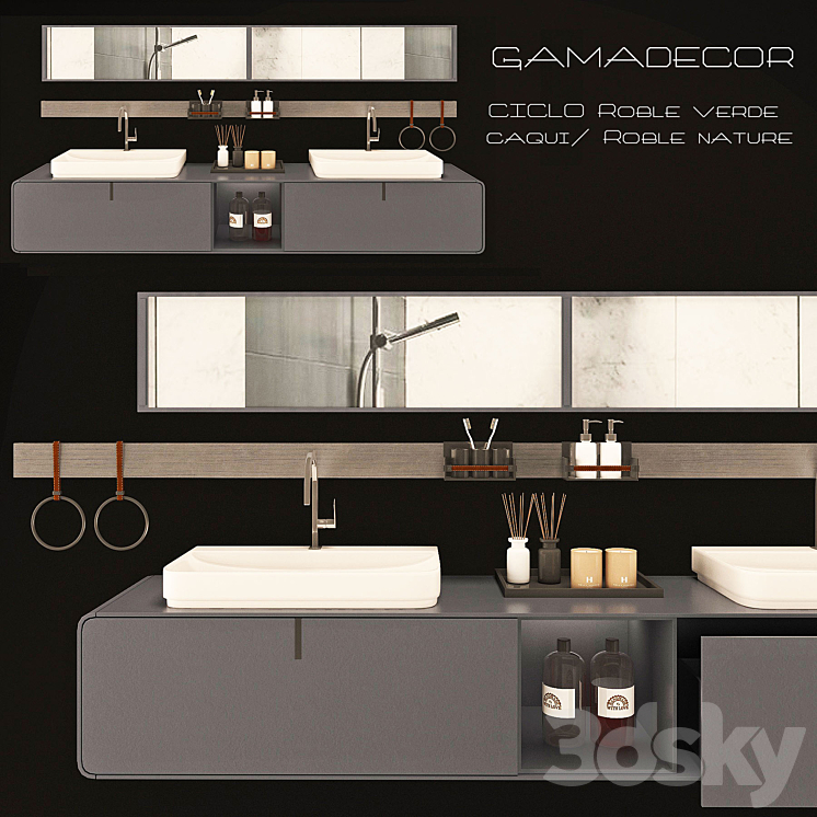Wash Gamadecor CICLO Roblr verde caqui / Roble nature - Bathroom ...