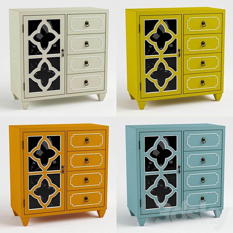 Quatrefoil Wood Cabinet - Sideboard & Chest of drawer - 3D model