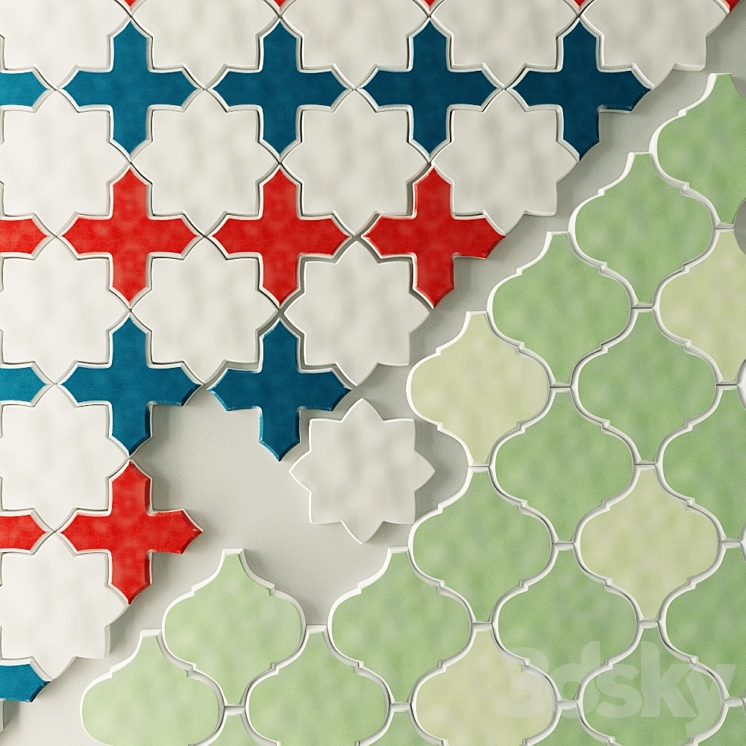 Patterned tiles, mosaic - Tile - 3D model