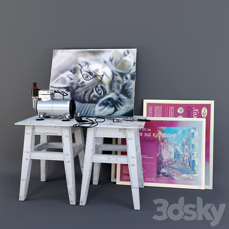 set for airbrushing - Table - 3D model