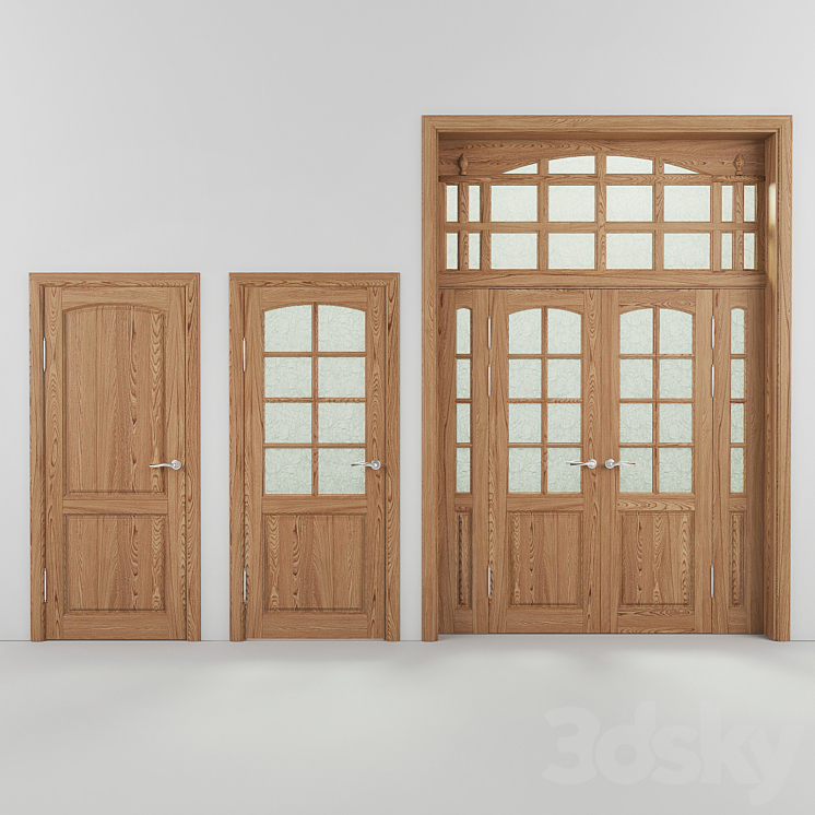 A set of wooden doors (array) - Doors - 3D model