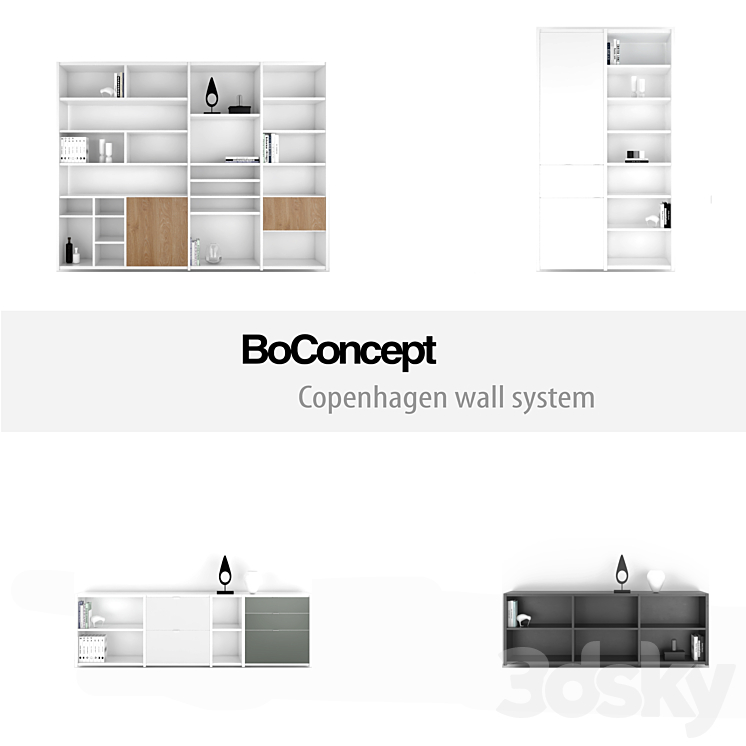 BoConcept Copenhagen wall system | set 7 - TV Wall - 3D model