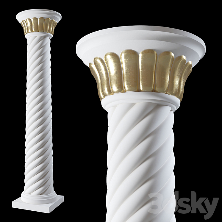 Column 002. Indian - Decorative plaster - 3D model