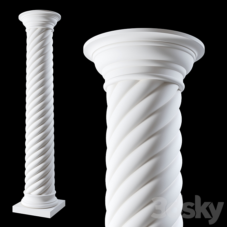 Column 011. Indian Doric order - Decorative plaster - 3D model