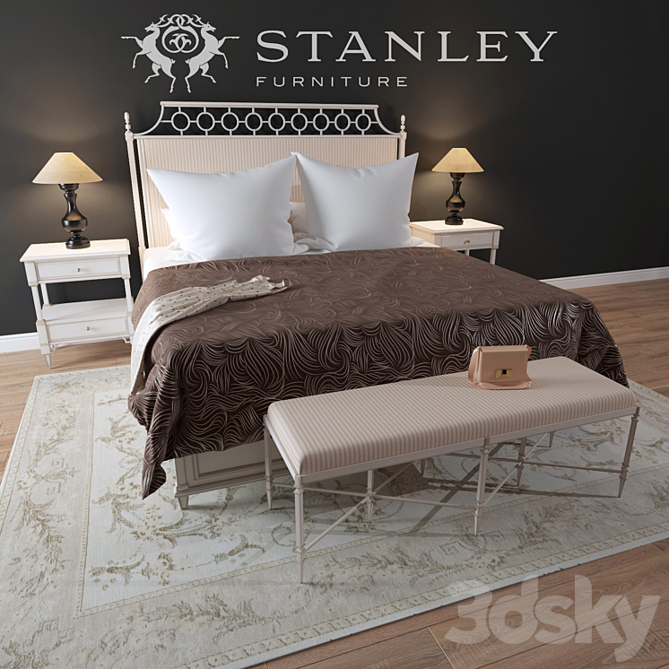 Stanley Preserve-Botany Bed in Orchide - Bed - 3D model
