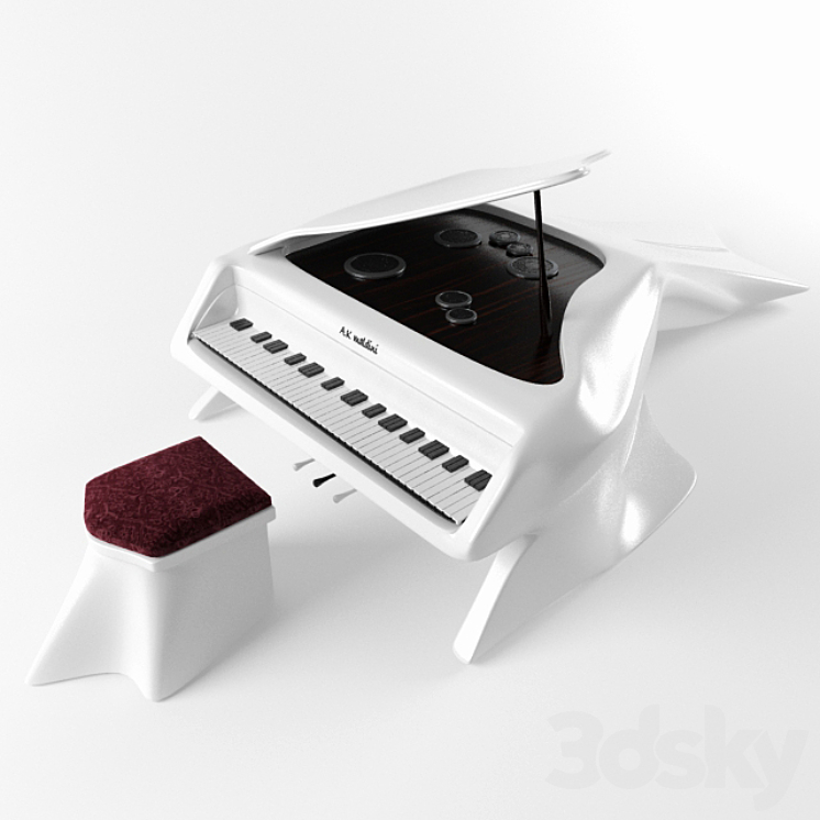 Modern Piano - Musical instrument - 3D model