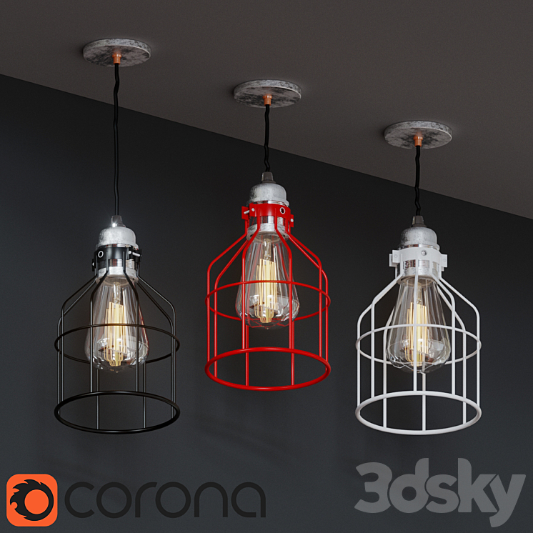 Wireframe lamp - Technical lighting - 3D model
