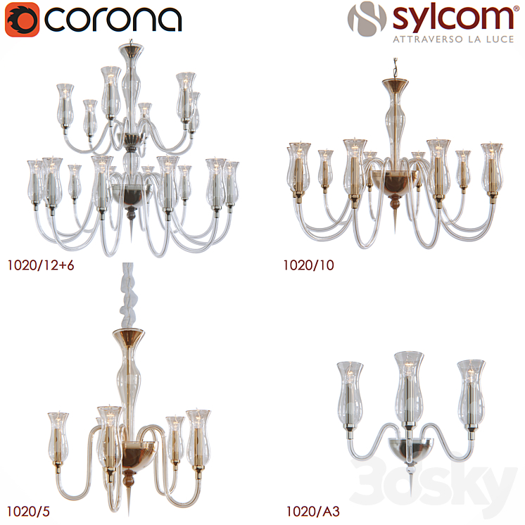 Sylcom set chandelier - Pendant light - 3D model