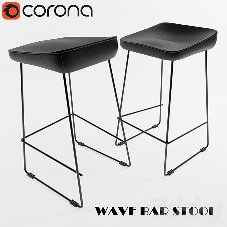 Wave bar stool - Chair - 3D model