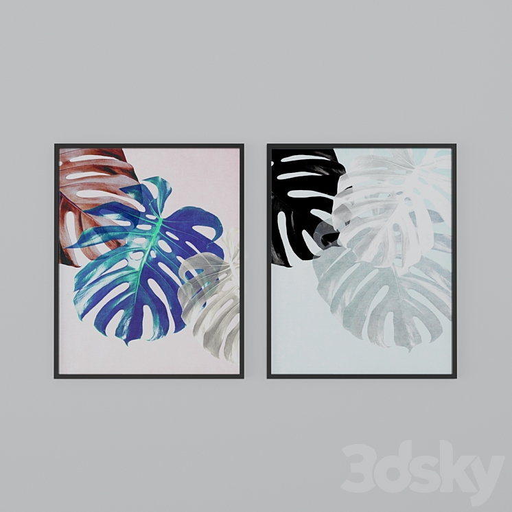 Set of botanical prints from Moon Berry Prints - Frame - 3D model