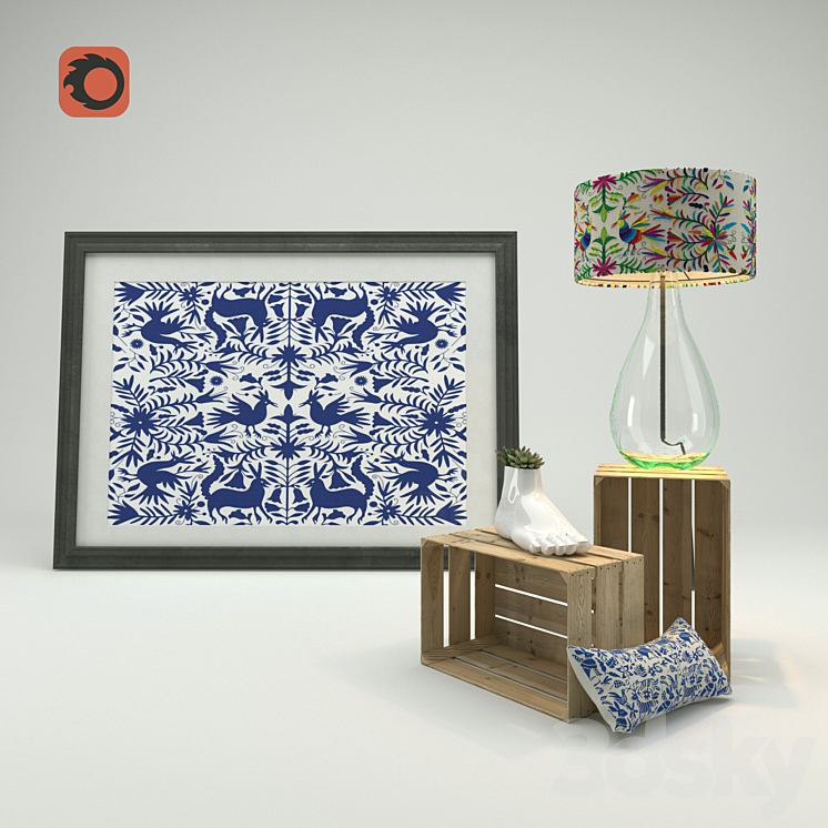 Mexican Otomi decoration set - Other decorative objects - 3D model